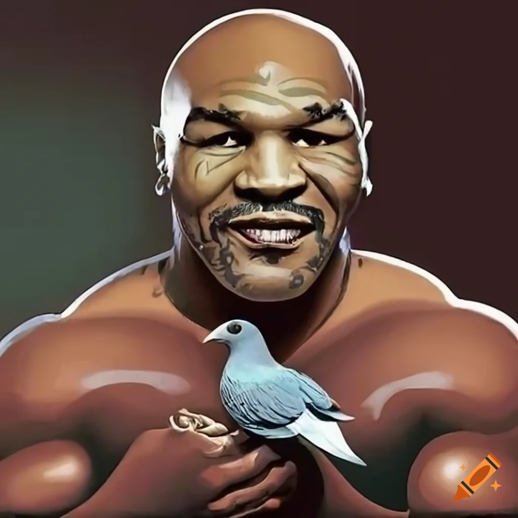 Mike tyson with his pet pigeon on Craiyon