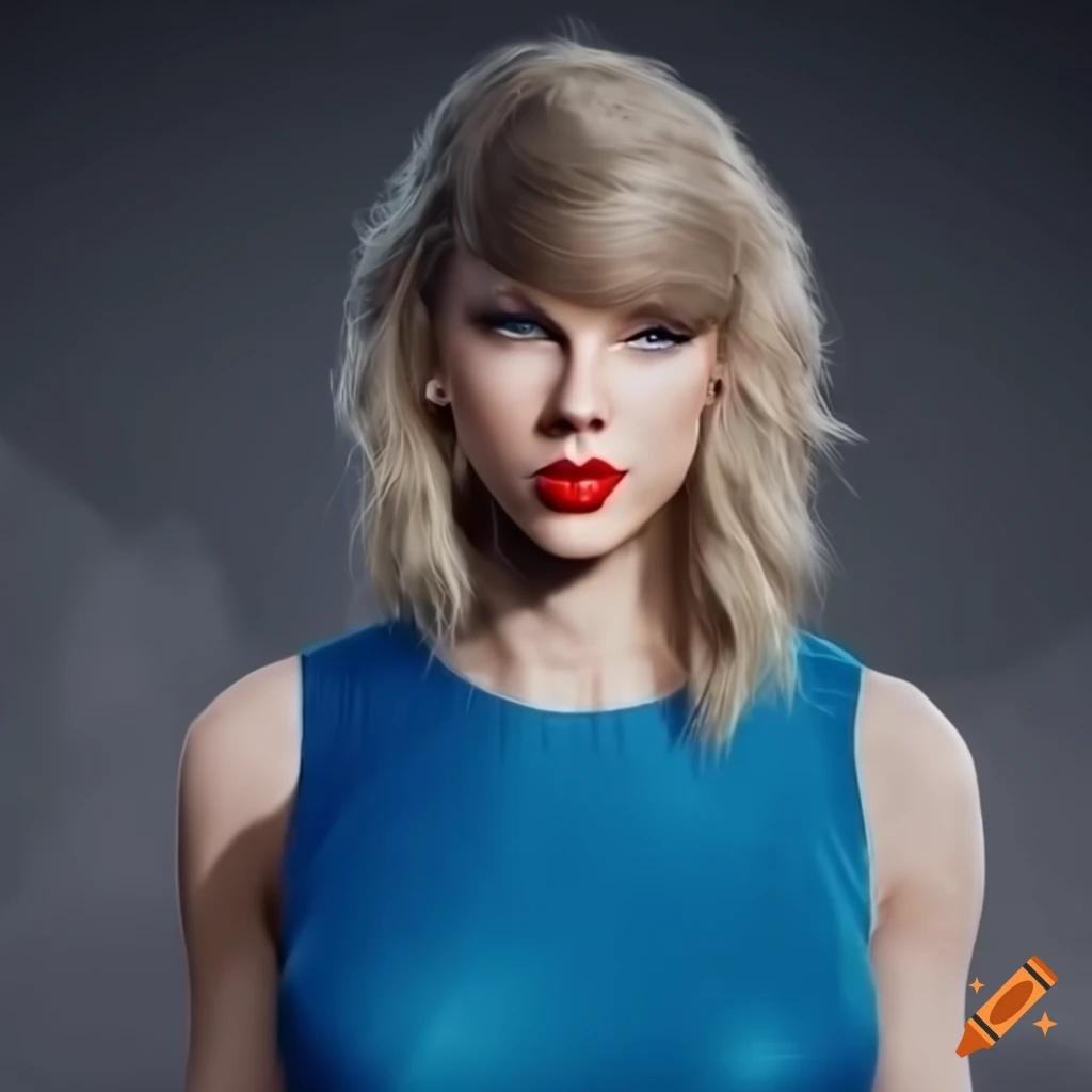 Taylor swift in blue dress against grey background rendered in unreal ...