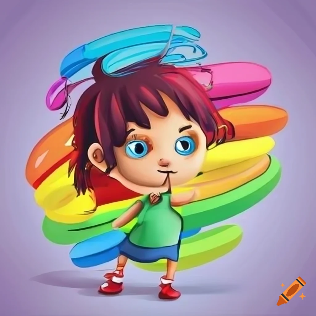 Cartoon person in rainbow colors on Craiyon