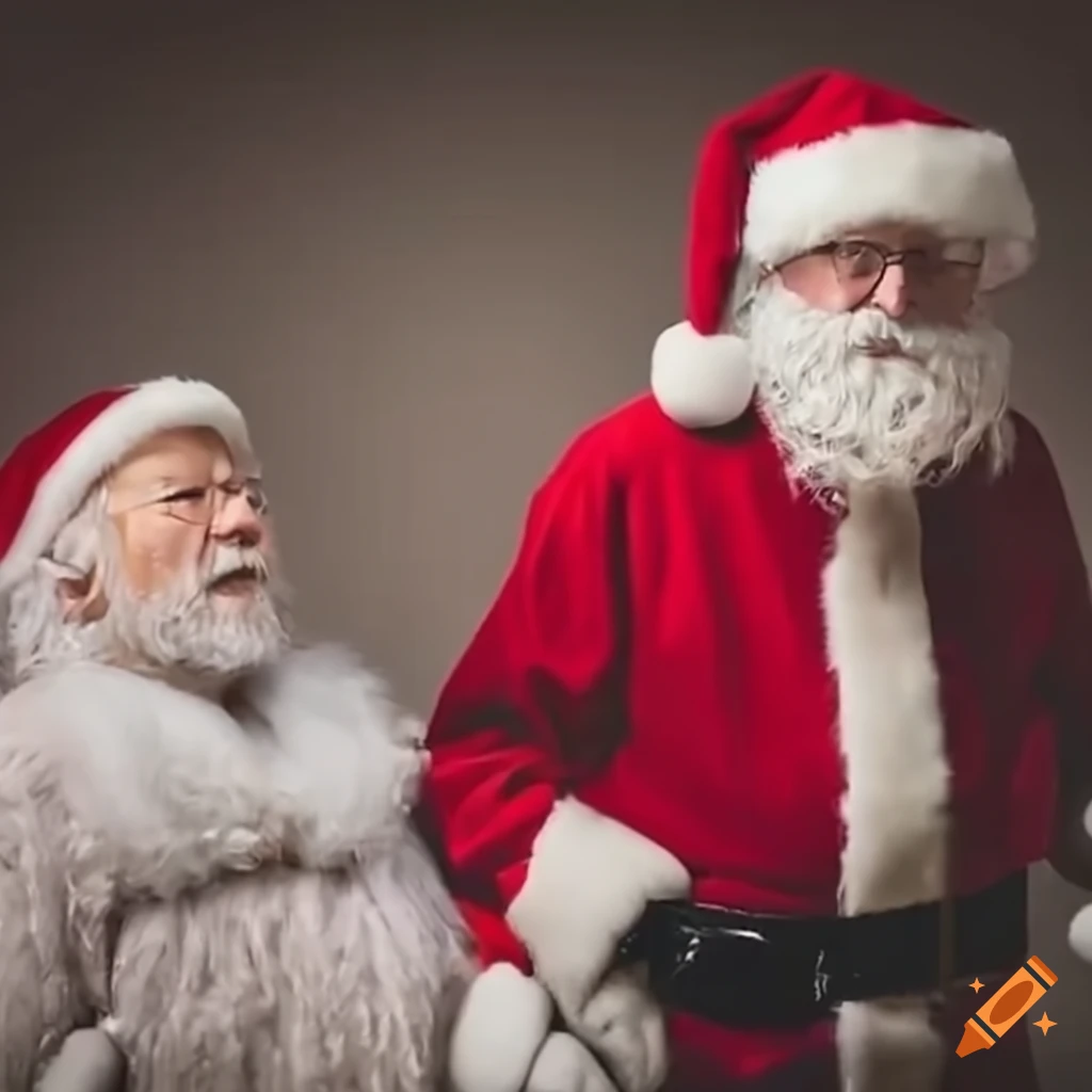 Santa arguing with his older santa brother on Craiyon