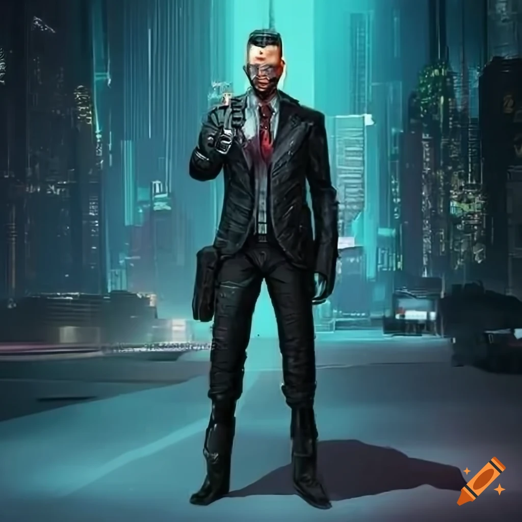 Cyberpunk executive in a suit on Craiyon