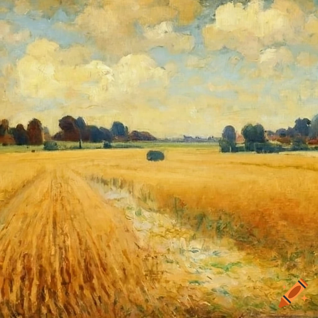 Wheat field landscape in 19th century french impressionism style on Craiyon