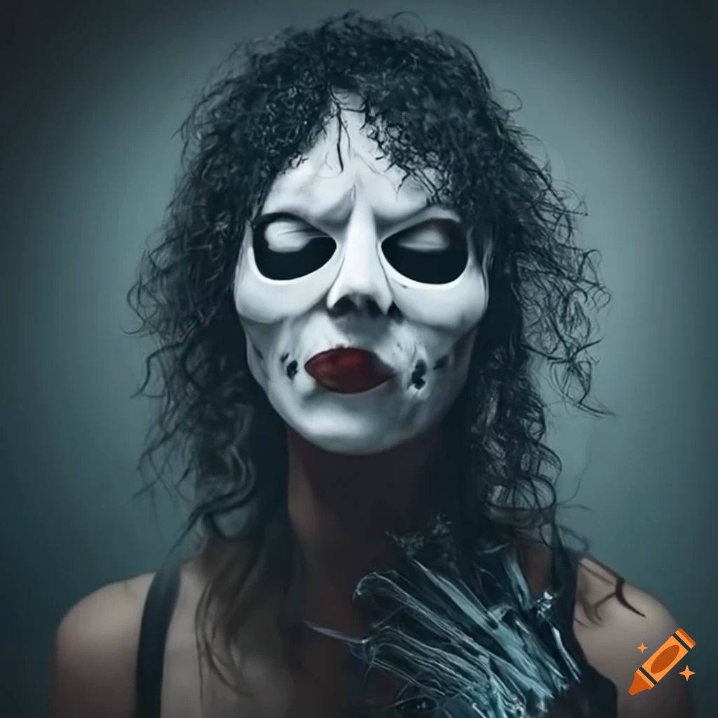 Heavy metal singer with white mask and powerful claws on Craiyon