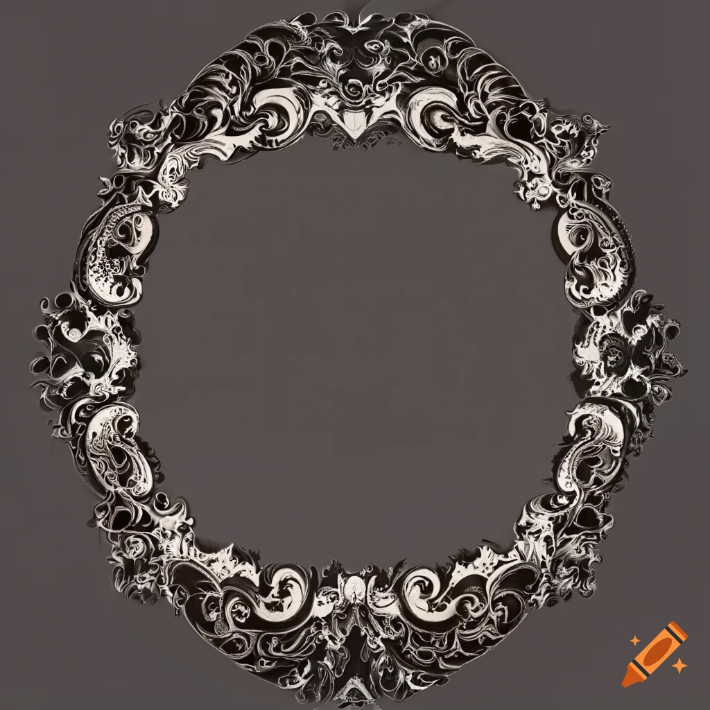 Victorian style circle border with gothic designs in dark warm shades ...