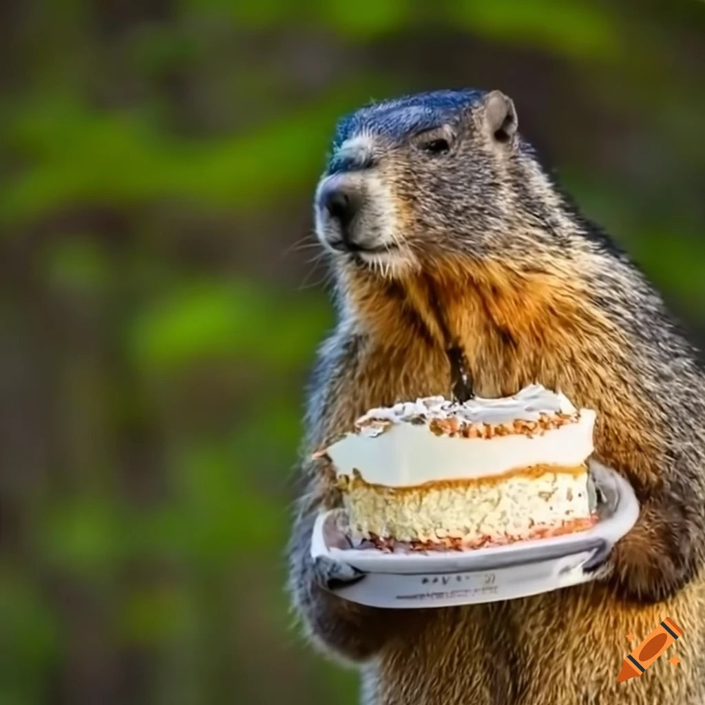 Marmot holding a cake on Craiyon