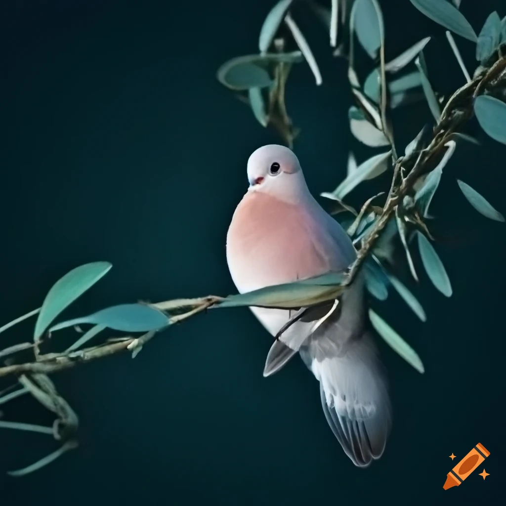 Swarming doves with olive branches in the sky on Craiyon