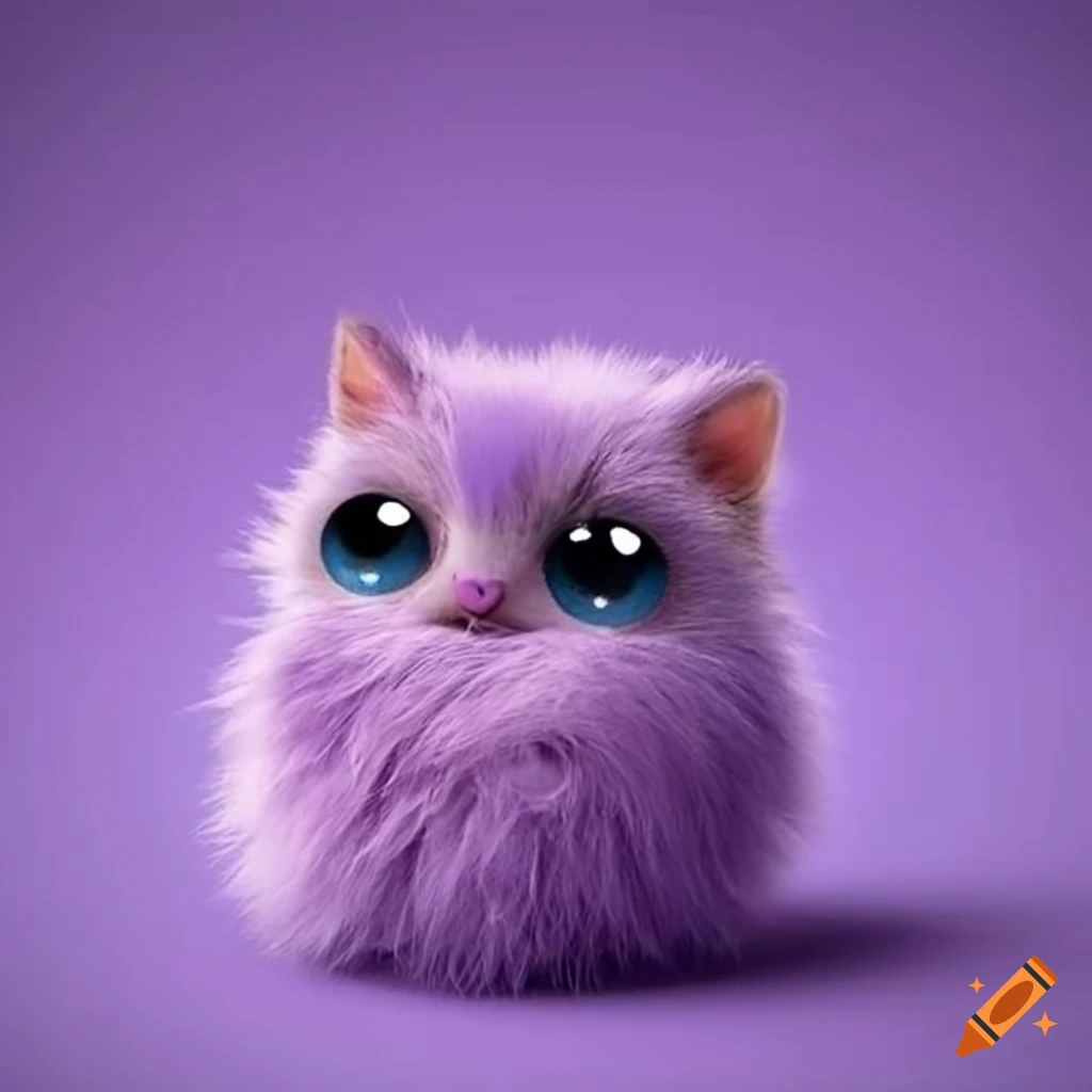 Adorable lavender furball with big cute eyes and smile on Craiyon