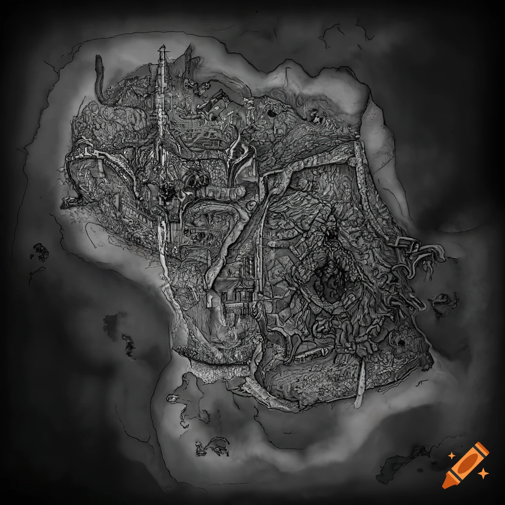 Fantasy map of the underdark with grid lines for dungeons and dragons ...