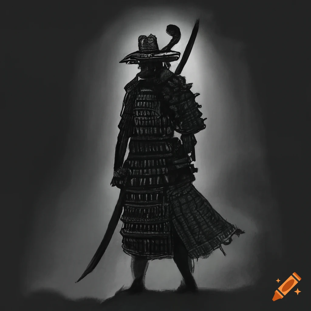 Shadow samurai wielding a katana on Craiyon