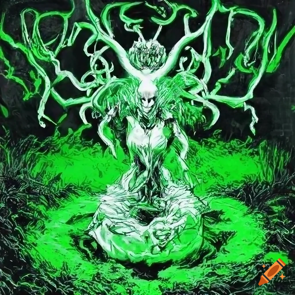 Demonic black dragon kalameet in neon green, white, and black art on ...