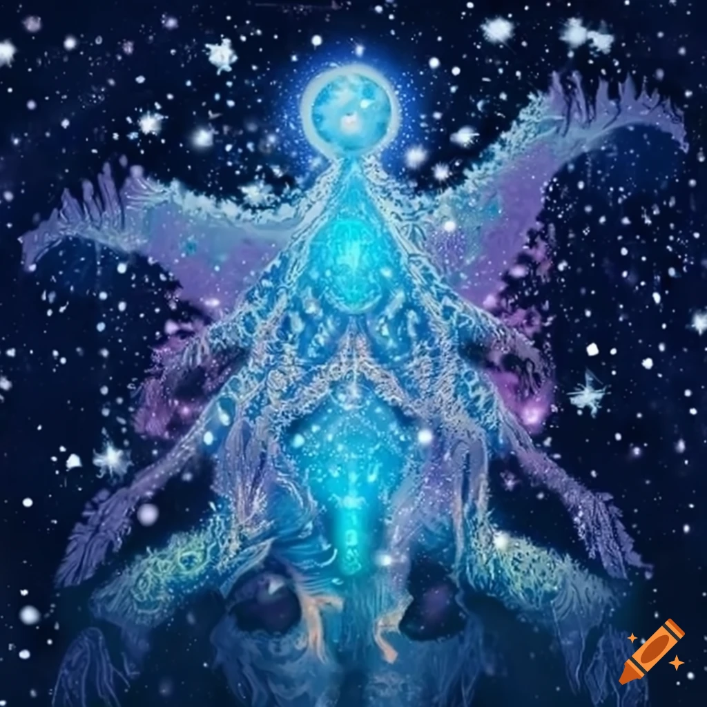 Celestial being in snowy setting on Craiyon