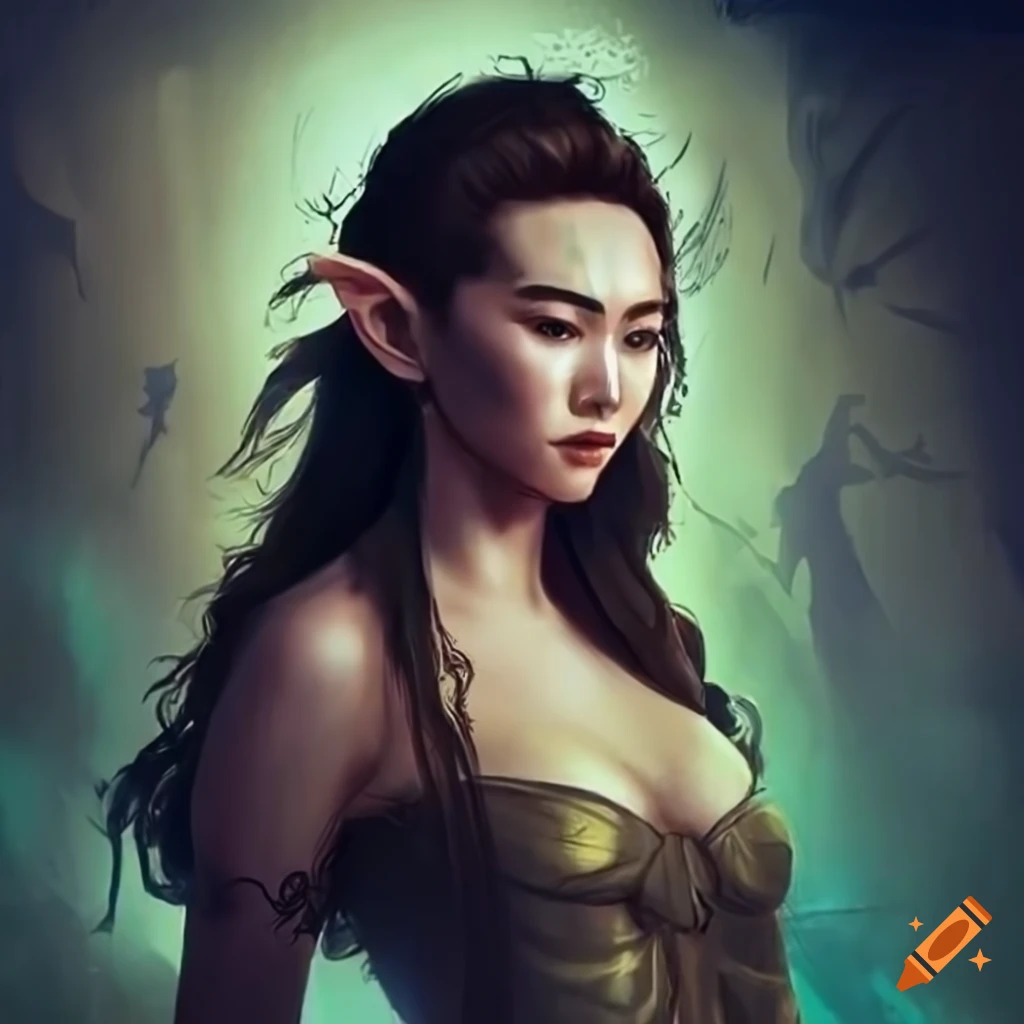 Jessica henwick as a half elf witch on Craiyon