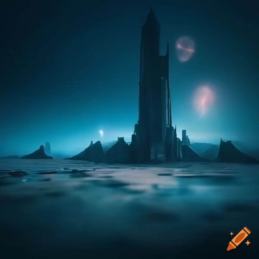 Dystopic futuristic landscape on Craiyon