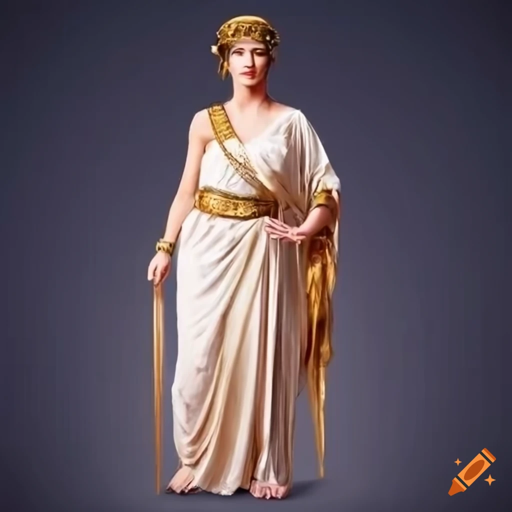 Beautiful woman in traditional greek toga attire on Craiyon