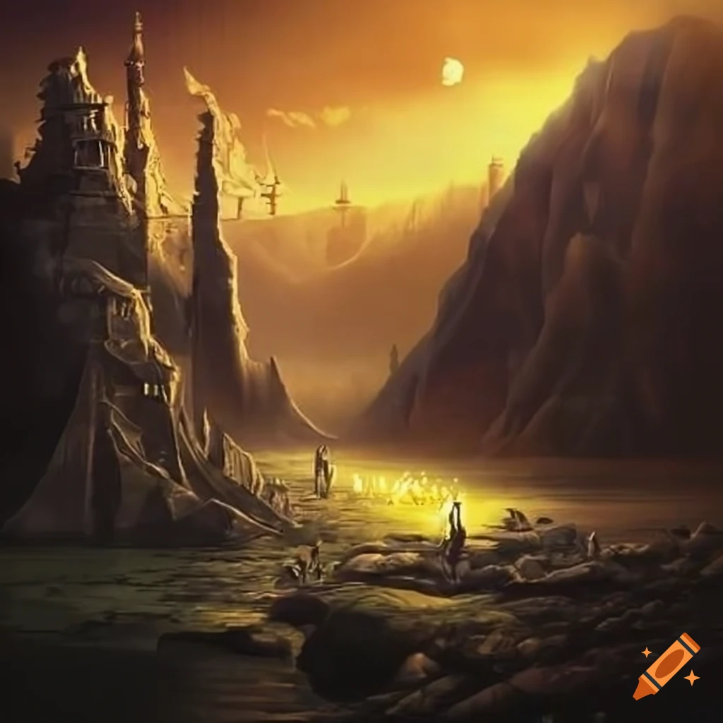 Tolkien-style landscape on Craiyon