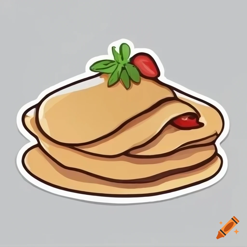 Drawing of Crêpes on white background in sticker style on Craiyon