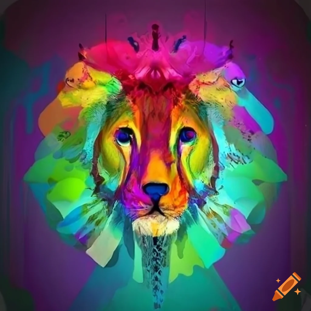 Colorful abstract animals art on Craiyon