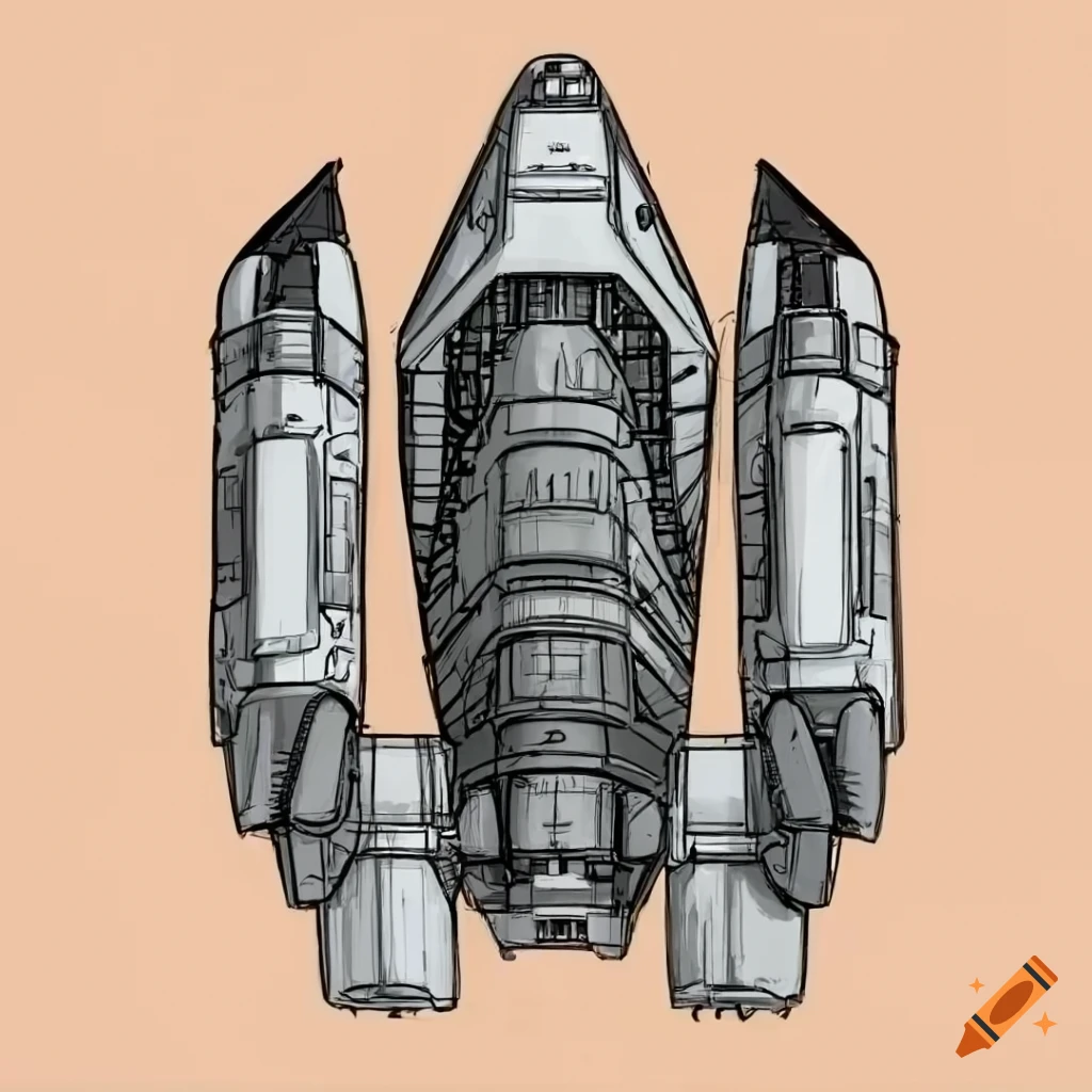 Detailed grey industrial spaceship from a top-down game on Craiyon