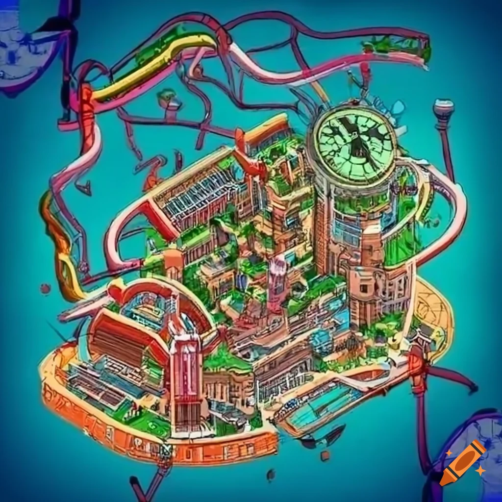Drawing resembling a rollercoaster tycoon map of Manchester city center ...