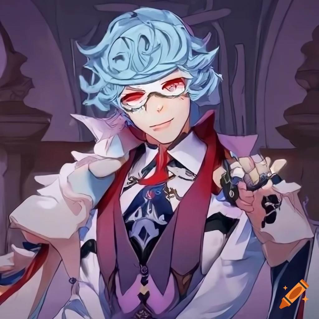 Il dottore character from genshin impact manga with light blue hair and ...
