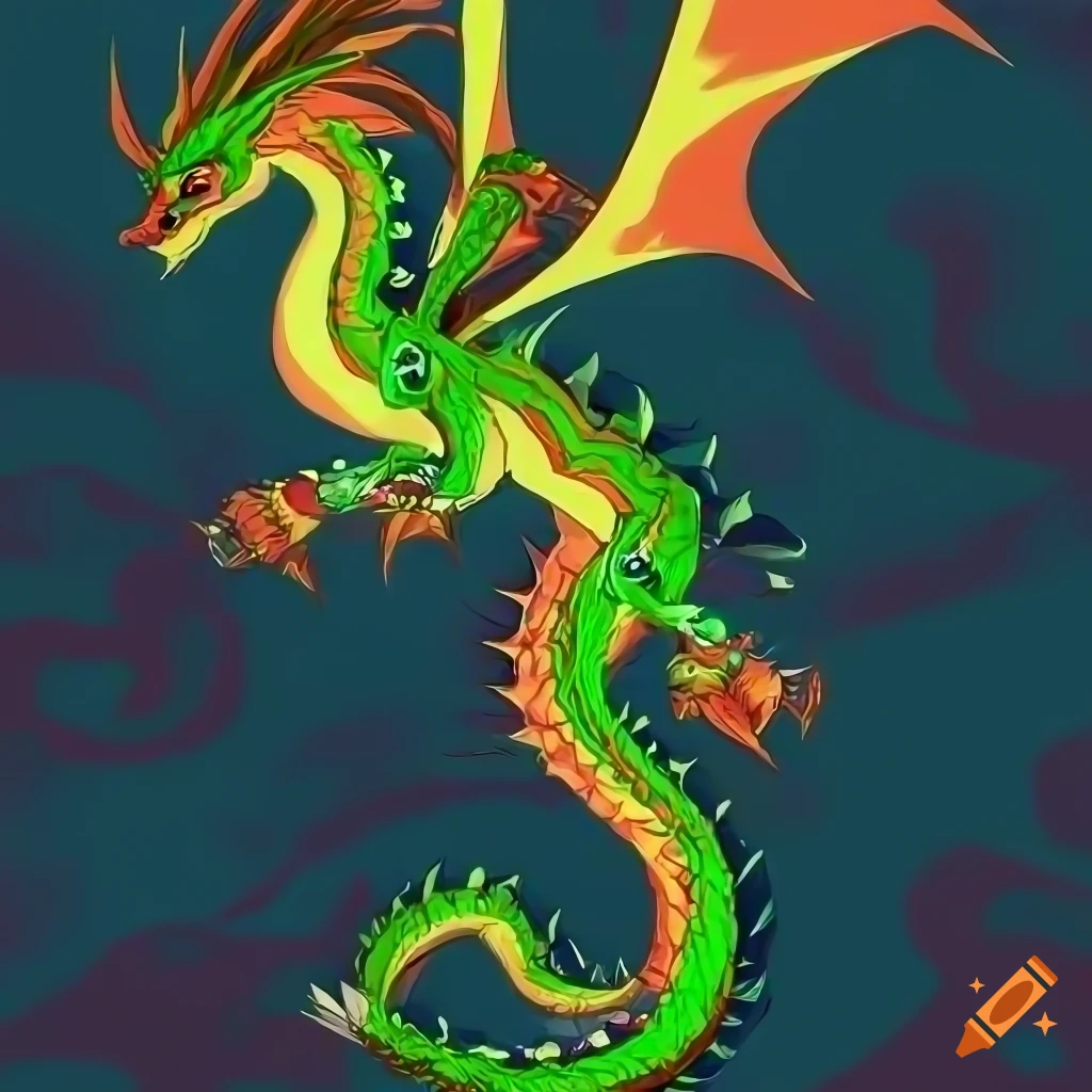 Fantastical action-packed Viper Dragon hybrid in anime style on Craiyon