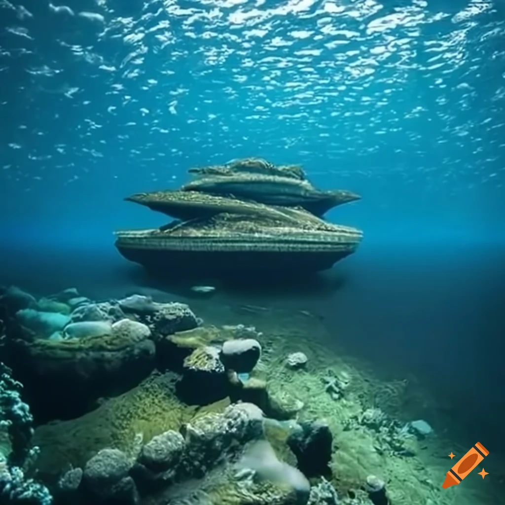 Huge underwater rocky superstructure in the pacific ocean near fiji on ...