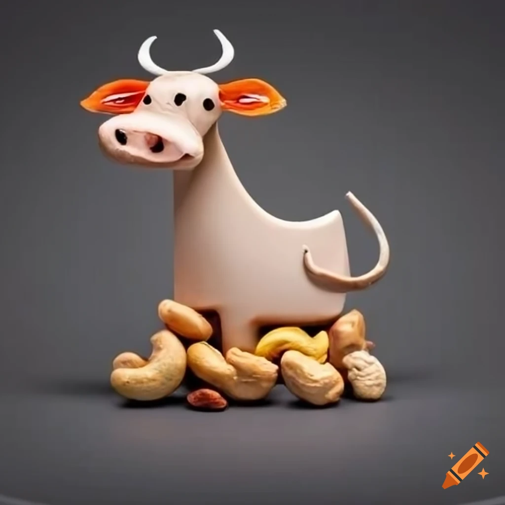 Creative cow shapes made of cashew nuts on Craiyon