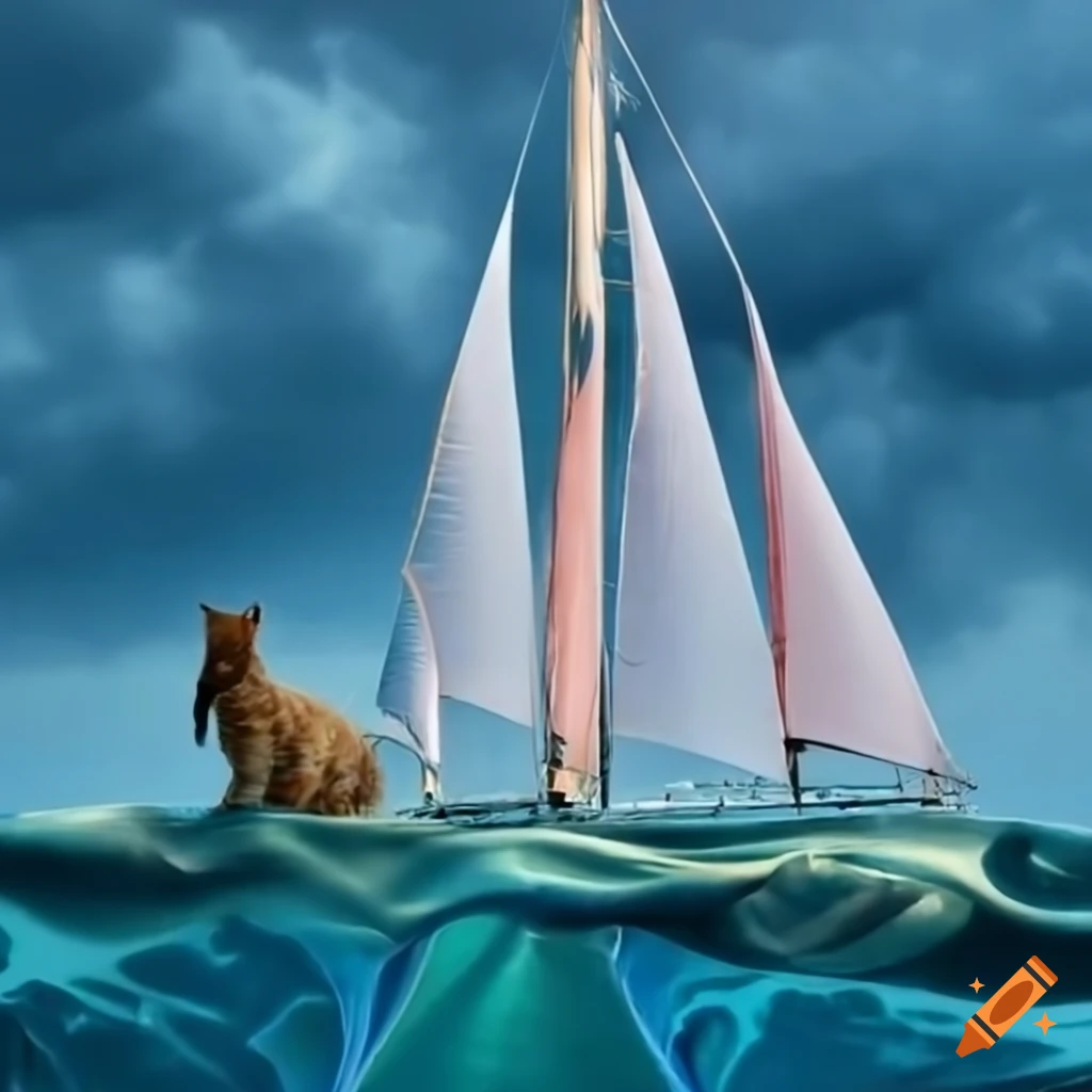 Sailing with a cat on Craiyon