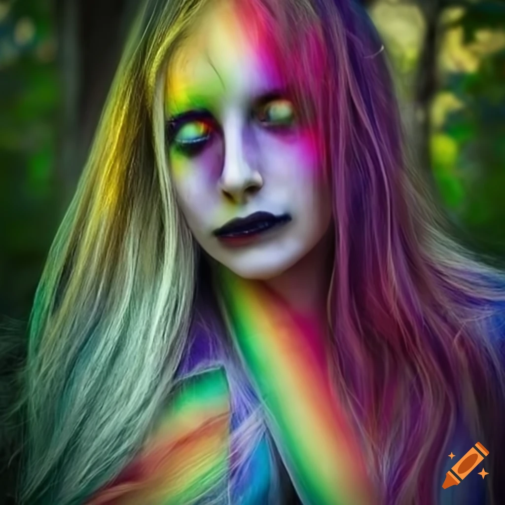Vibrant and colorful gothic elements with a surreal woman's face in the ...