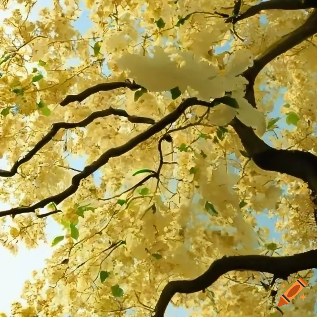 Beautiful linden tree canopy in full bloom on Craiyon