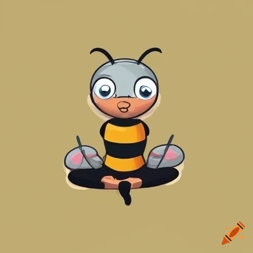 Cute bee mascot in a yoga pose on Craiyon