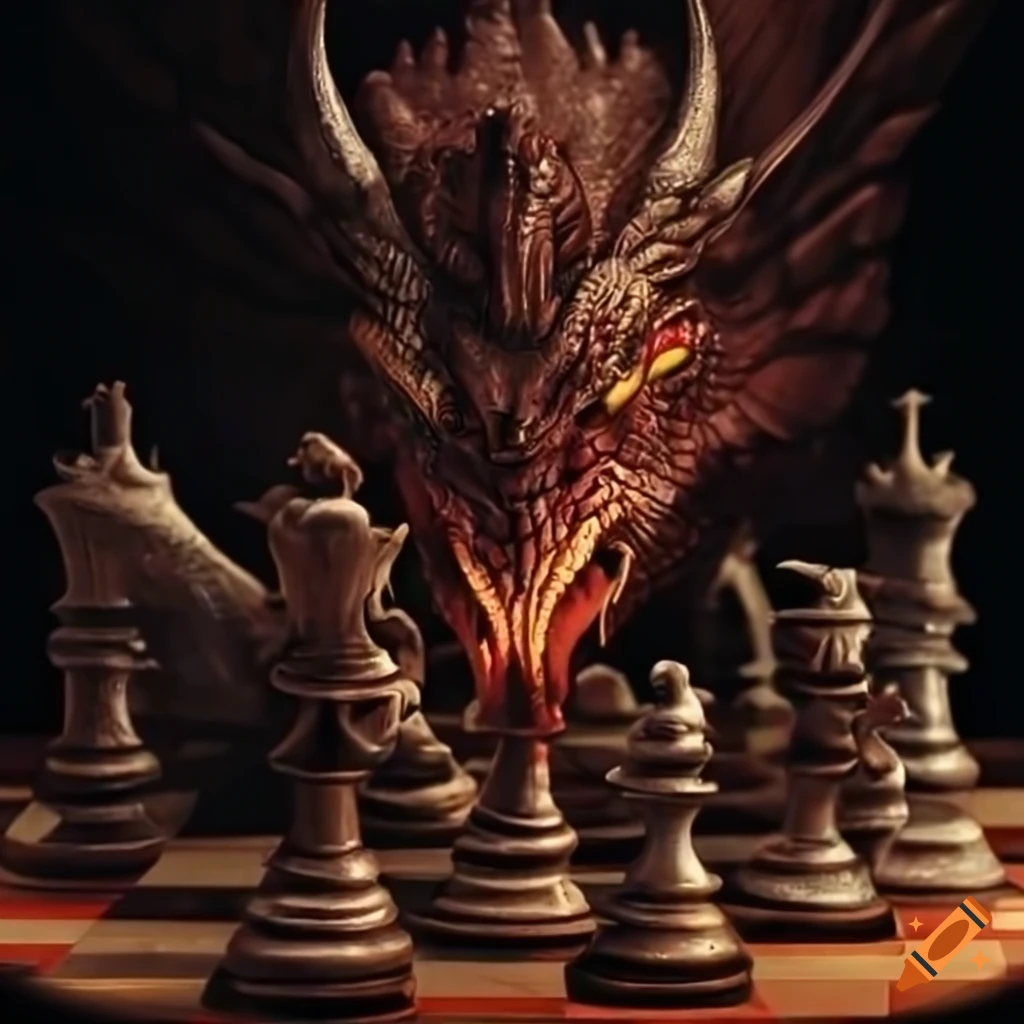Dragon playing chess on Craiyon