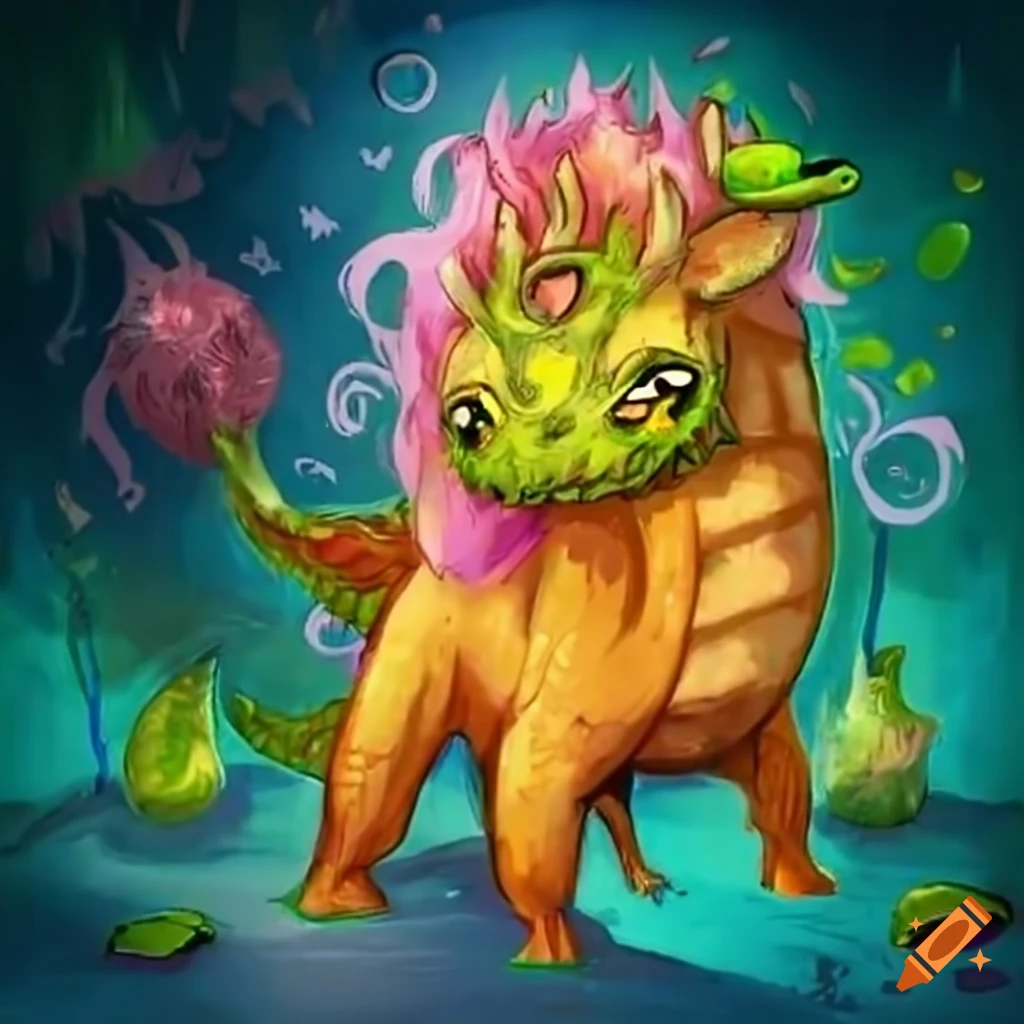 Mythical creatures and mutant omega mart lemon fruit monster in a ...