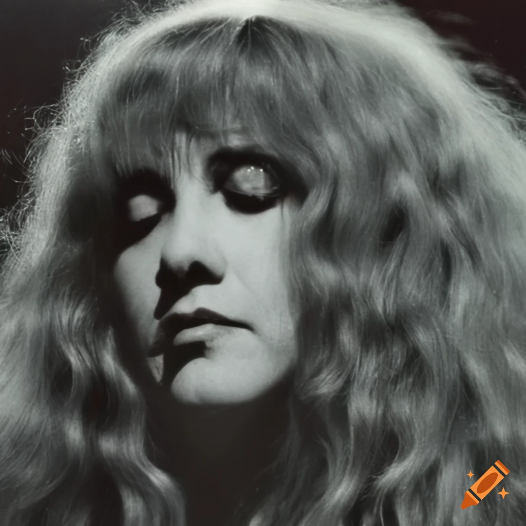 Close-up of stevie nicks, 1970s rock singer, with closed eyes on Craiyon