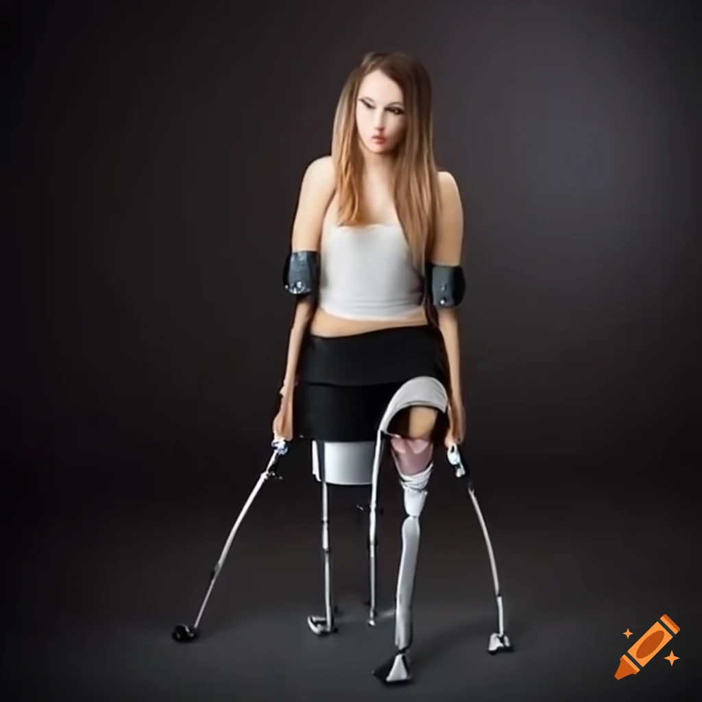 Beautiful woman with quadruple amputation on Craiyon