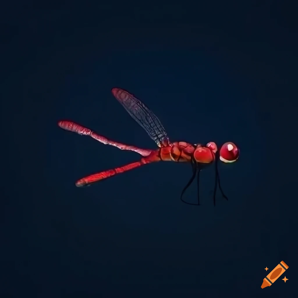 Red dragonfly in minimalist style against night sky in 4k on Craiyon