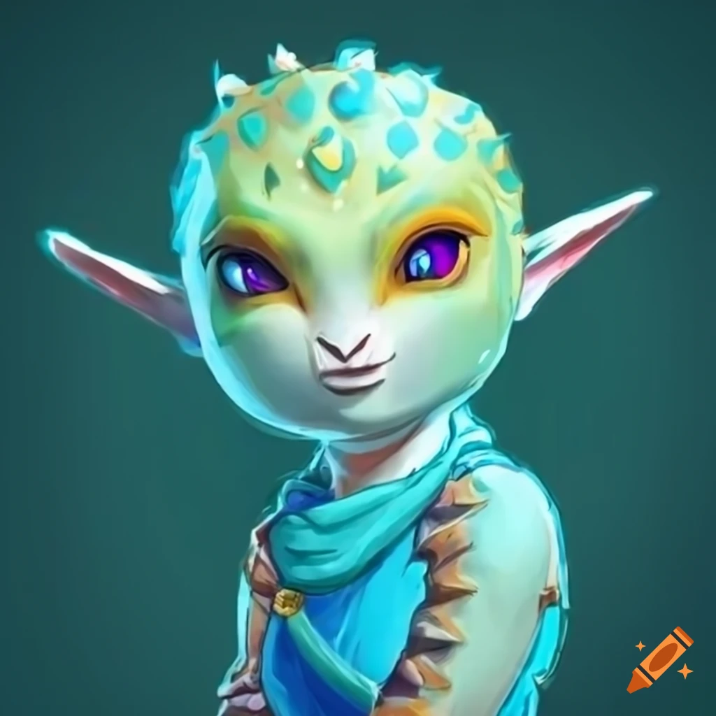 Zora character from Legend of Zelda with a pufferfish head on Craiyon