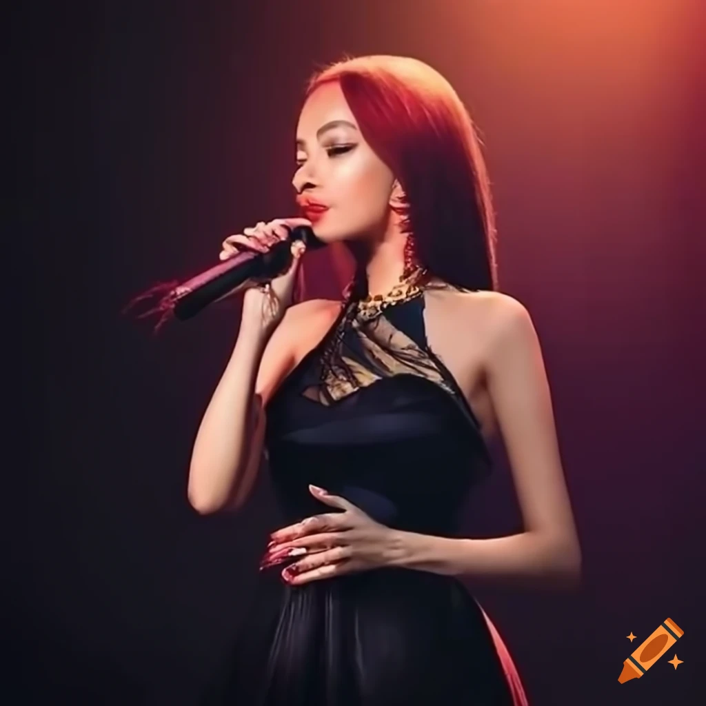 Singer captivating the audience with a soulful performance on Craiyon