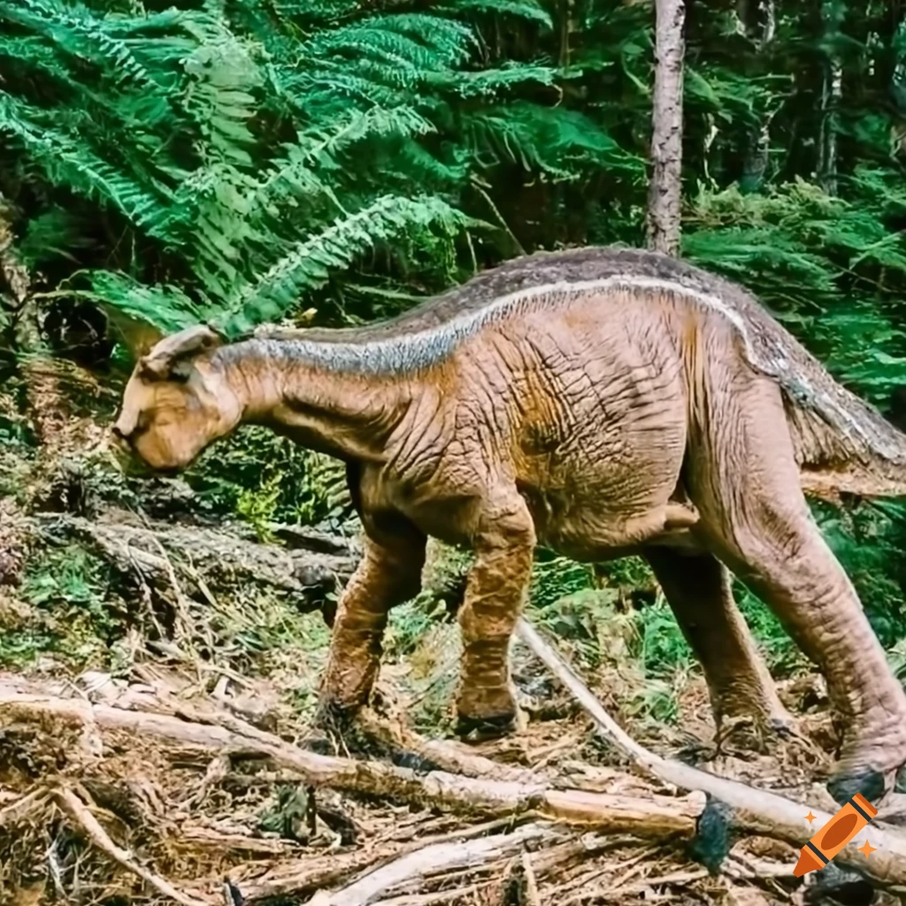 Three Hadrosaurs with intricate striped pattern in a British Columbia ...