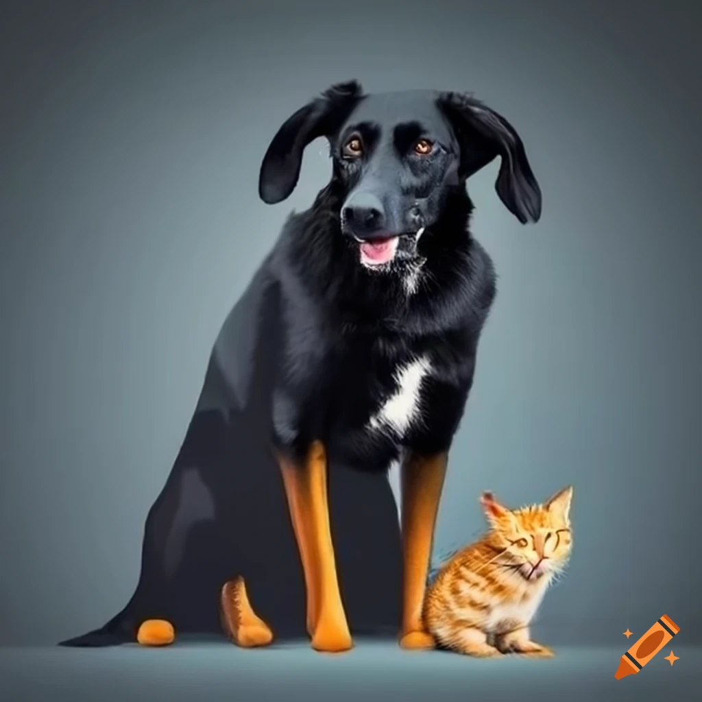 Black dog and orange cat together on Craiyon