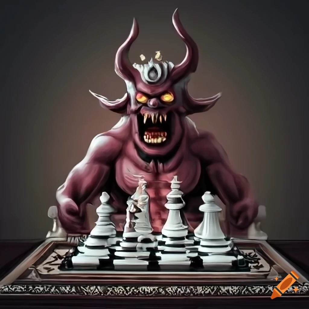 Demon playing chess on Craiyon