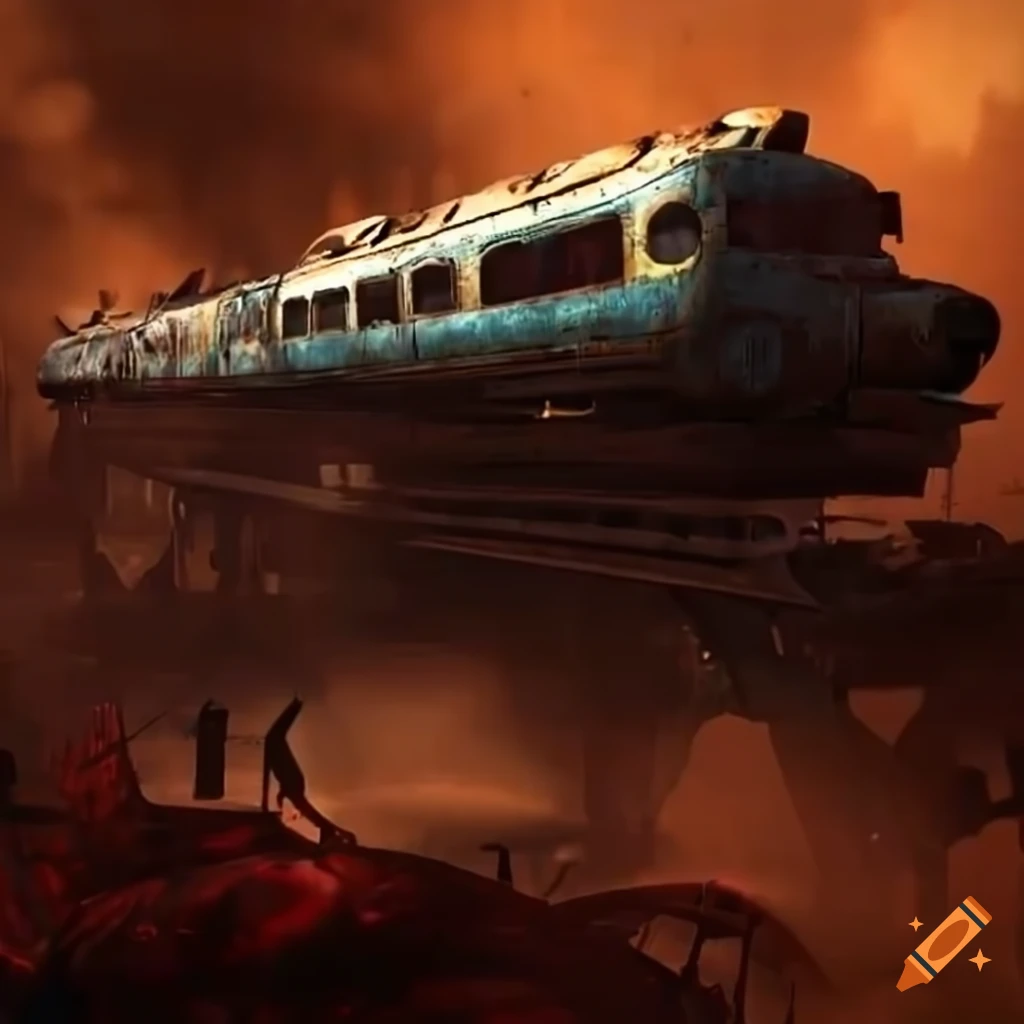 Futuristic train in fallout 76 style on Craiyon