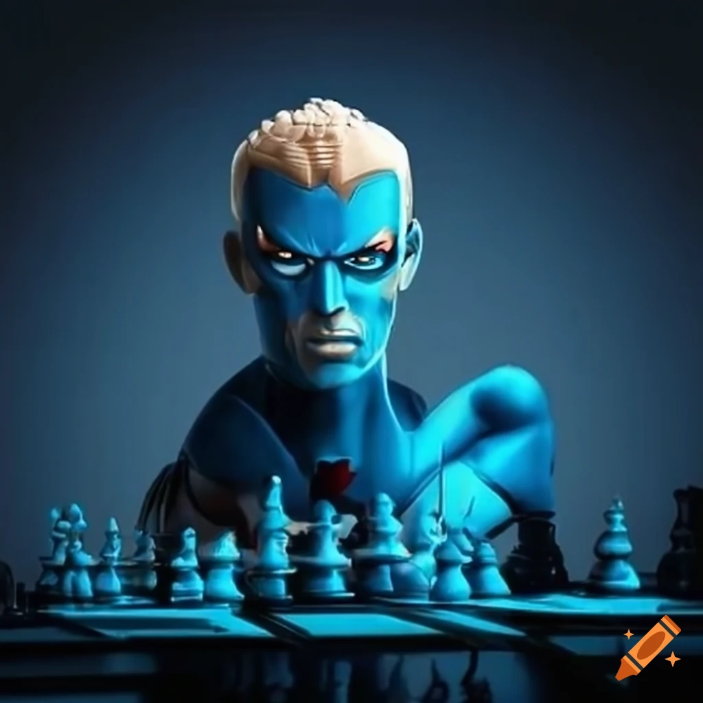 Superhero playing chess on Craiyon