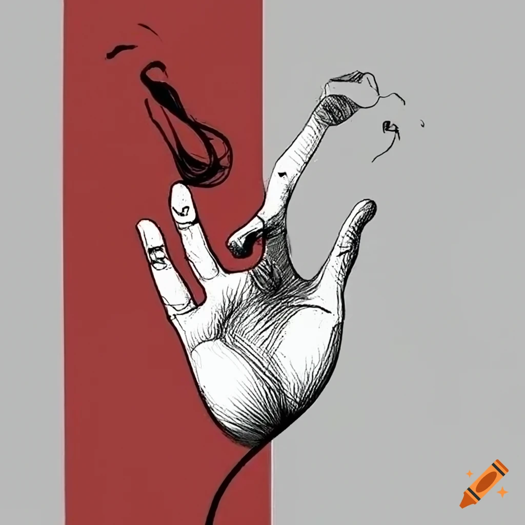 Dadaist hand drawing depicting strangeness and unfamiliarity in black ...