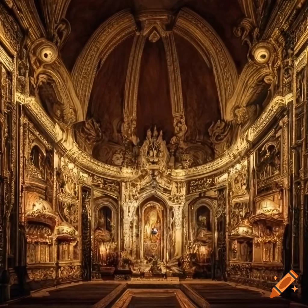 Interior of a historical nordic oratory on Craiyon