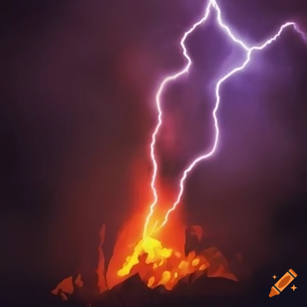 Illustration of lightning and fire on Craiyon