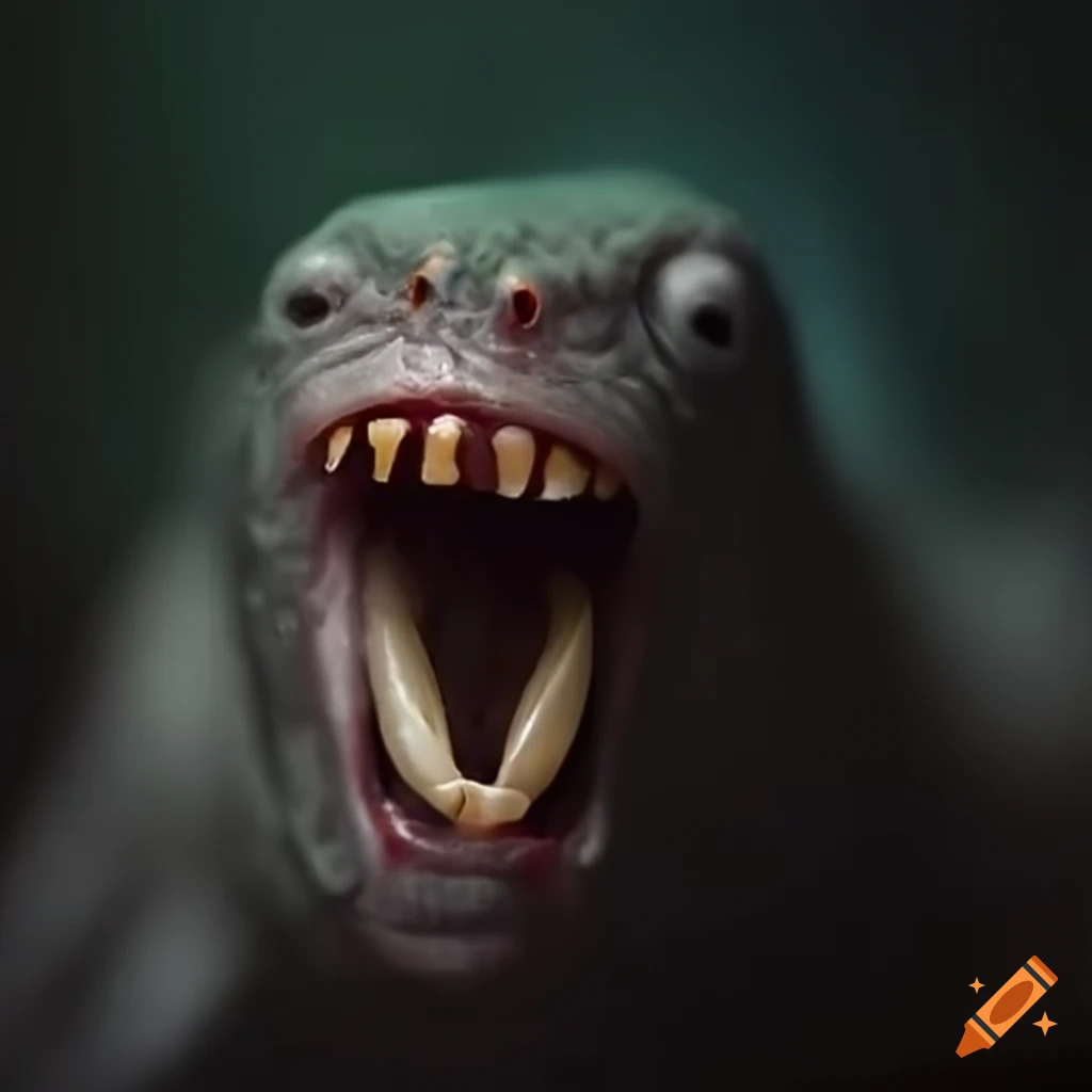 Dark creature crawling through a crevice in a mysterious setting on Craiyon