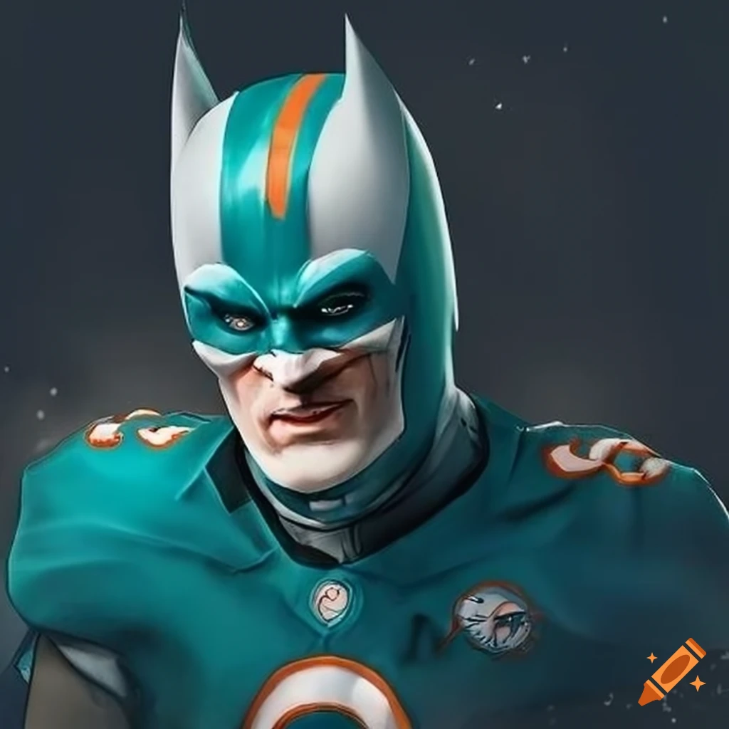 Batman wearing miami dolphins gear in fan art on Craiyon