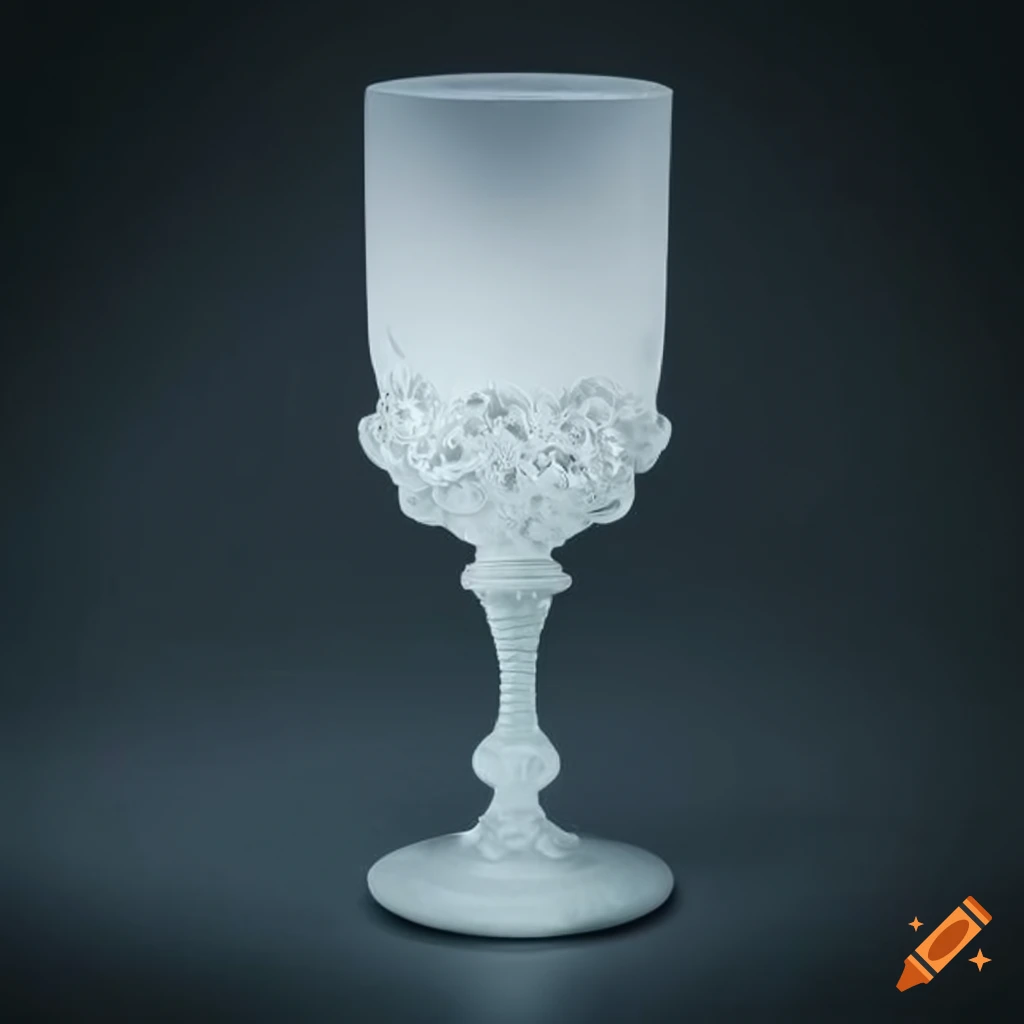 Milky white frosted glass baroque style goblet on Craiyon
