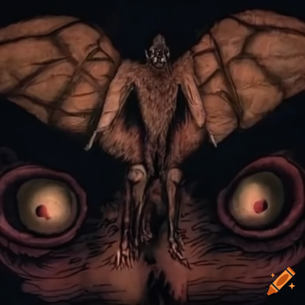 Illustration of urban legends including the Mothman and the Chupacabra on Craiyon